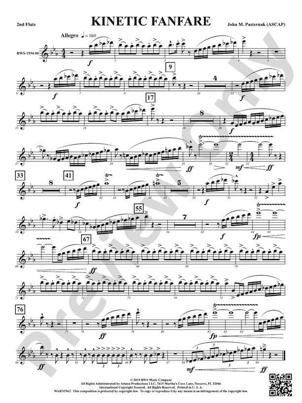 Kinetic Fanfare: 2nd Flute: 2nd Flute Part: John M. Pasternak - Digital ...