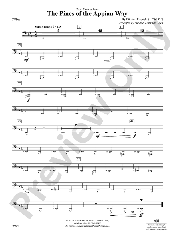 The Pines of the Appian Way: Tuba: Tuba Part - Digital Sheet Music Download