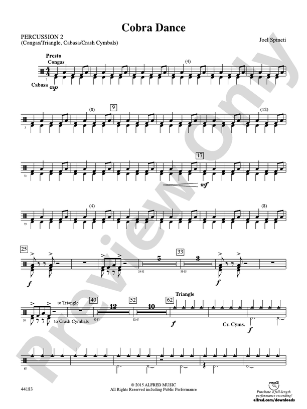 Cobra Dance: 2nd Percussion: 2nd Percussion Part - Digital Sheet Music ...
