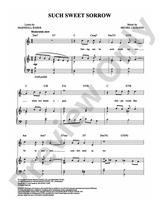 Such Sweet Sorrow: Piano/Vocal/Chords: Michel Legrand - Digital Sheet ...