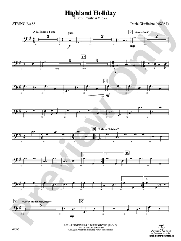 Highland Holiday: String Bass: String Bass Part - Digital Sheet Music ...
