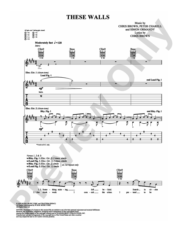 These Walls: Guitar TAB: Trapt - Digital Sheet Music Download