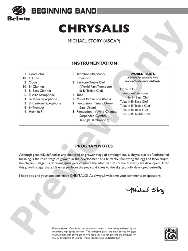 Chrysalis: Score: Concert Band Score - Digital Sheet Music Download