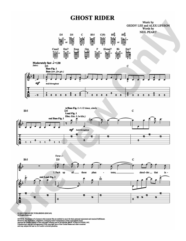 Ghost Rider: Guitar TAB: Rush - Digital Sheet Music Download