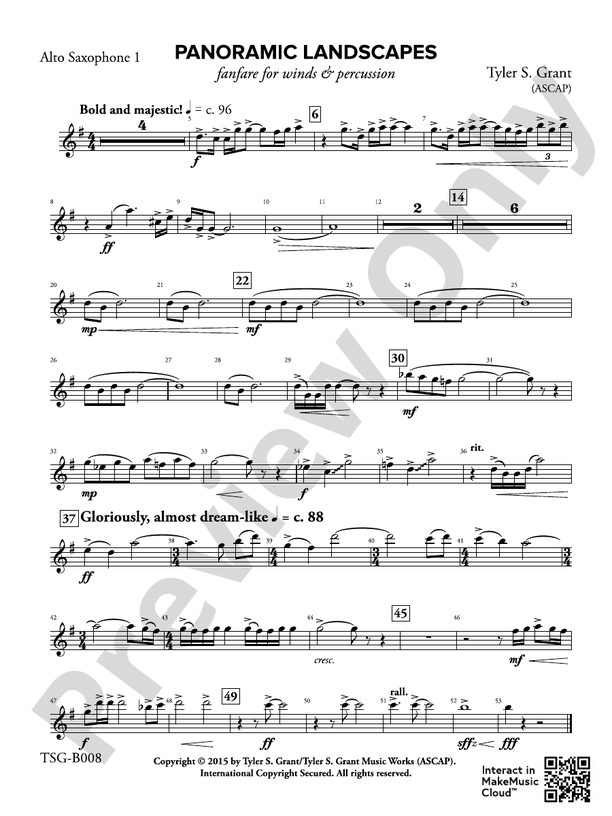 Panoramic Landscapes: 1st E-flat Alto Saxophone: 1st E-flat Alto Saxophone Part - Digital Sheet ...