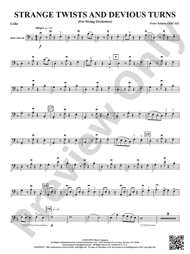 Strange Twists and Devious Turns - For String Orchestra: Cello: Cello ...
