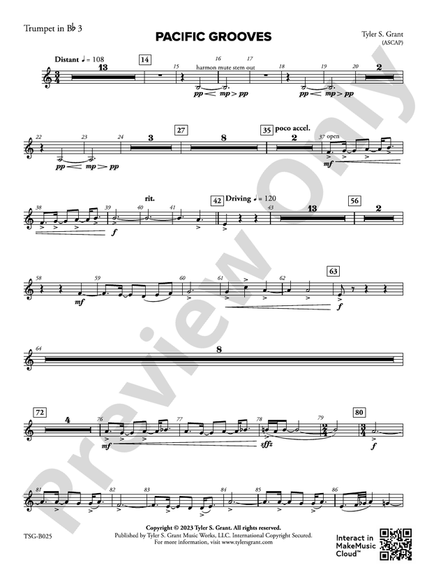 Pacific Grooves: 3rd B-flat Trumpet: 3rd B-flat Trumpet Part - Digital Sheet Music Download