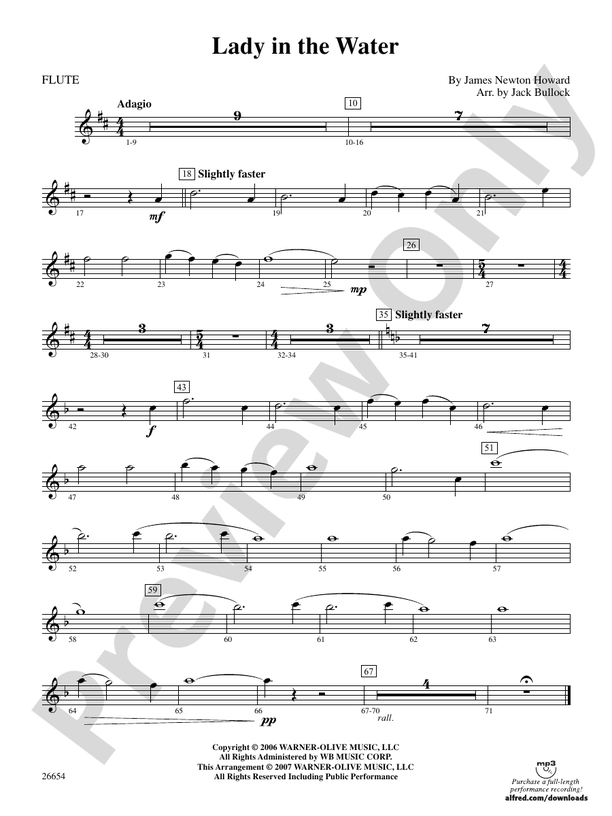 Lady in the Water: Flute: Flute Part - Digital Sheet Music Download