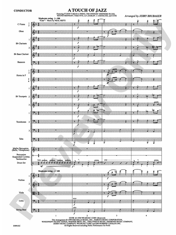 A Touch of Jazz: Score: Full Orchestra Score - Digital Sheet Music Download