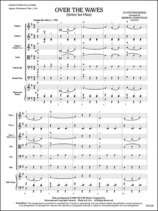 Over the Waves: String Orchestra Conductor Score & Parts: Juventino ...