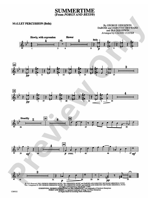 Summertime: Mallets: Mallets Part - Digital Sheet Music Download
