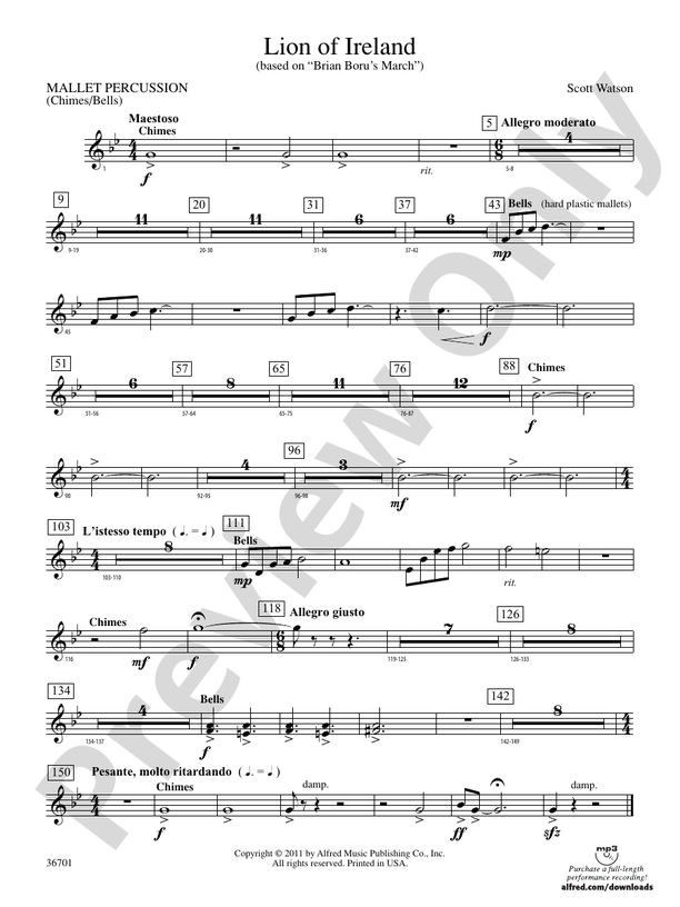 Lion of Ireland: Mallets: Mallets Part - Digital Sheet Music Download