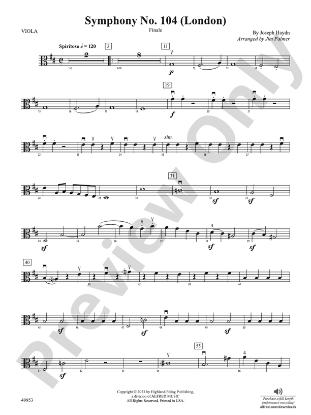 Symphony No. 104 (London): Viola: Viola Part - Digital Sheet Music Download