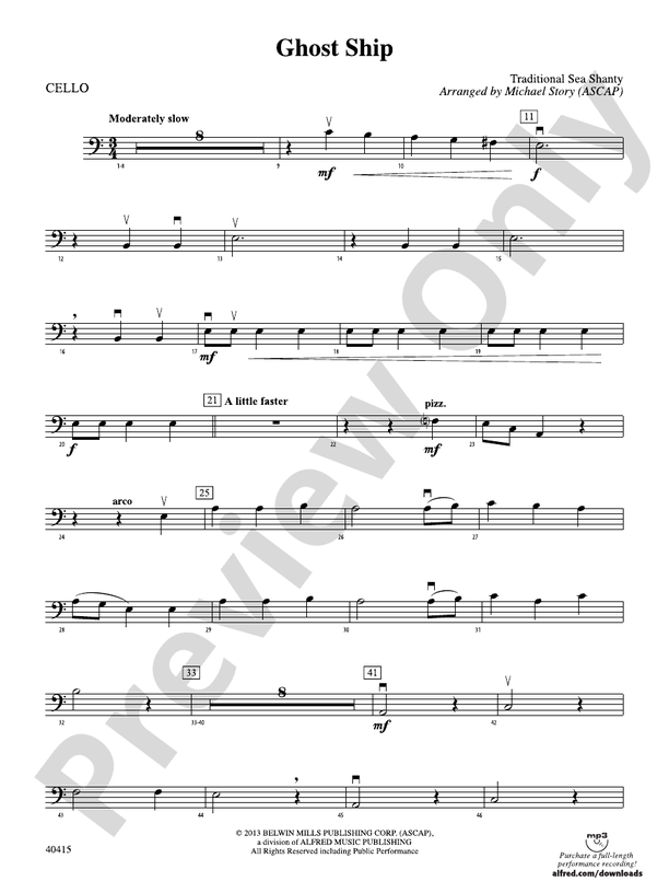 Ghost Ship: Cello: Cello Part - Digital Sheet Music Download