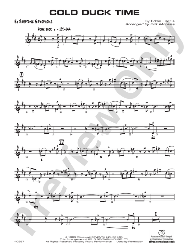 Cold Duck Time: E-flat Baritone Saxophone: E-flat Baritone Saxophone ...