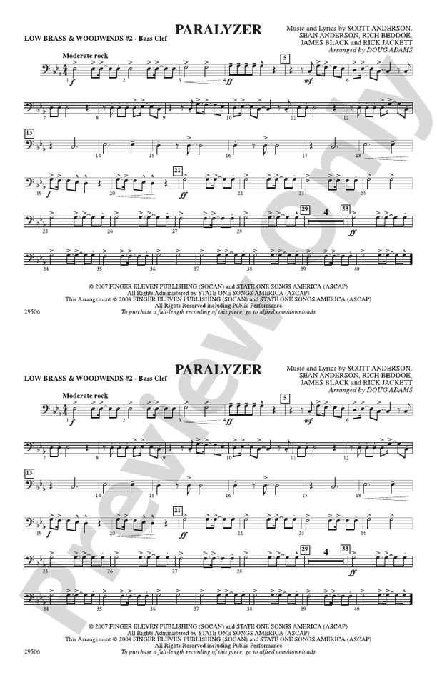 Paralyzer: Low Brass & Woodwinds #2 - Bass Clef: Low Brass & Woodwinds ...