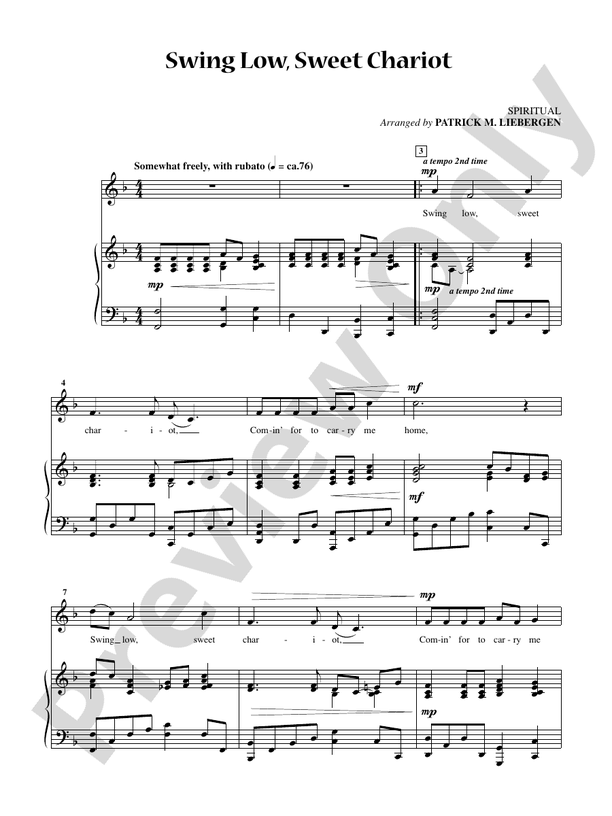 Swing Low, Sweet Chariot [Low Voice]: Voice - Digital Sheet Music Download