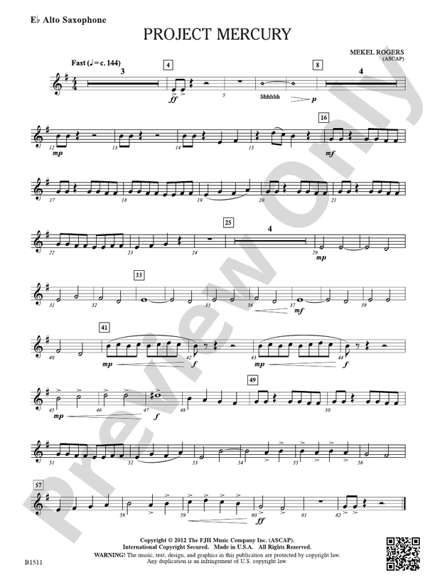 Project Mercury: E-flat Alto Saxophone: E-flat Alto Saxophone Part ...