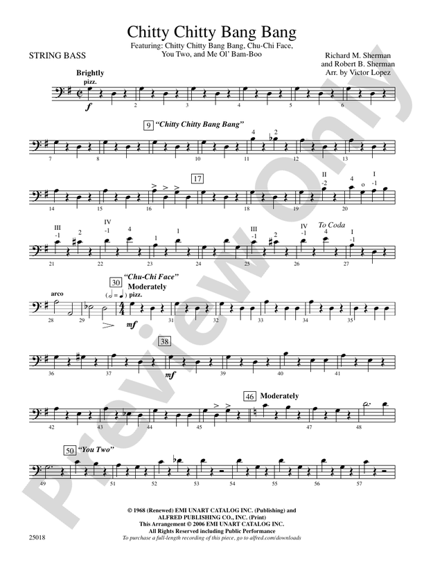 Chitty Chitty Bang Bang: String Bass: String Bass Part - Digital Sheet ...