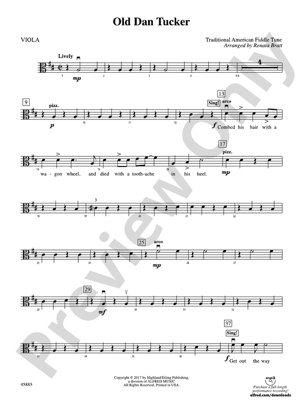 Old Dan Tucker: Viola: Viola Part - Digital Sheet Music Download