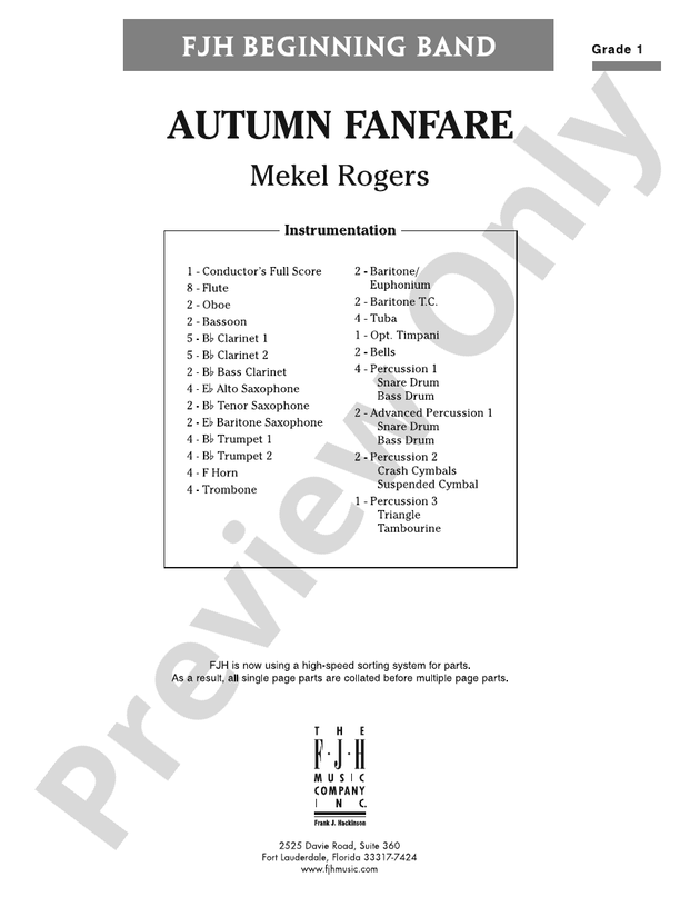 Autumn Fanfare: Score: Concert Band Score: Mekel Rogers - Digital Sheet Music Download