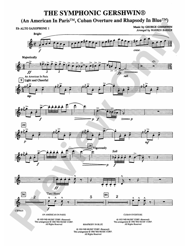 The Symphonic Gershwin E Flat Alto Saxophone E Flat Alto Saxophone