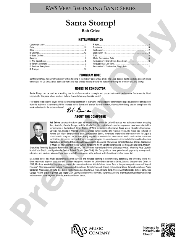 Santa Stomp!: Concert Band Conductor Score & Parts: Rob Grice - Digital ...