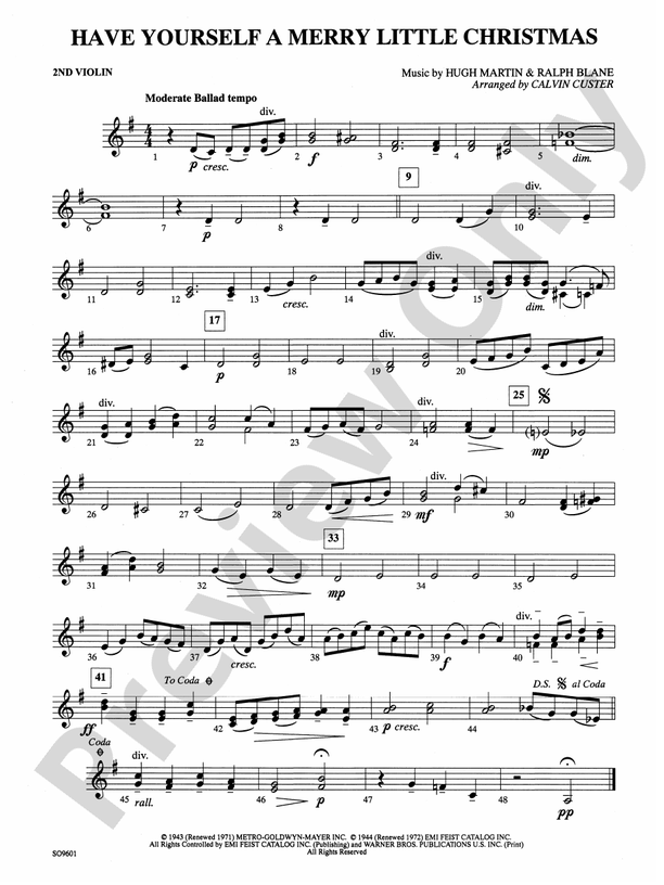 Have Yourself a Merry Little Christmas: 2nd Violin: 2nd Violin Part - Digital Sheet Music Download
