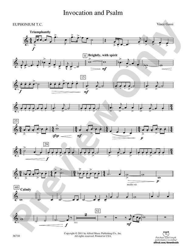 Invocation and Psalm: (wp) Baritone T.C.: (wp) Baritone T.C. World Part ...