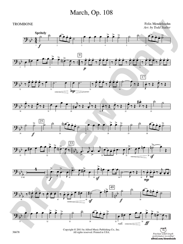 March, Op. 108: 1st Trombone: 1st Trombone Part - Digital Sheet Music ...