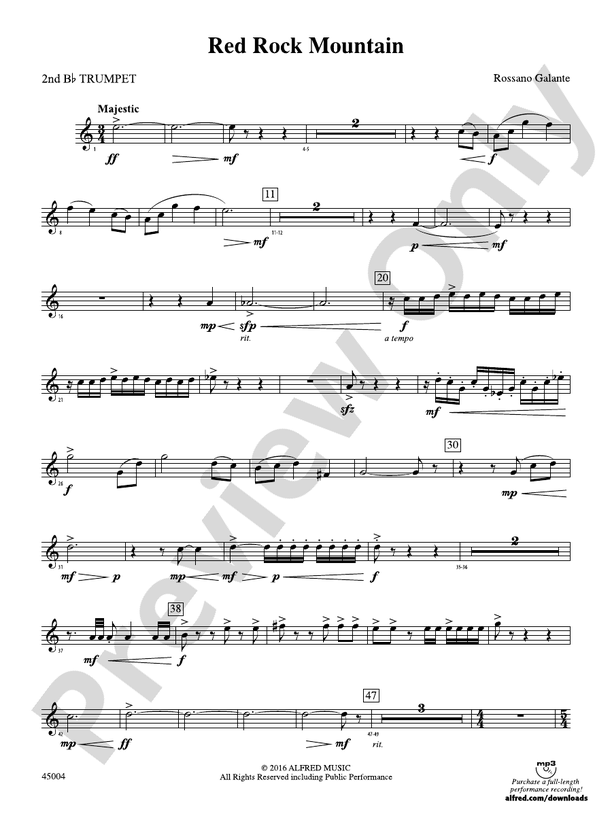 Red Rock Mountain: 2nd B-flat Trumpet: 2nd B-flat Trumpet Part - Digital Sheet Music Download
