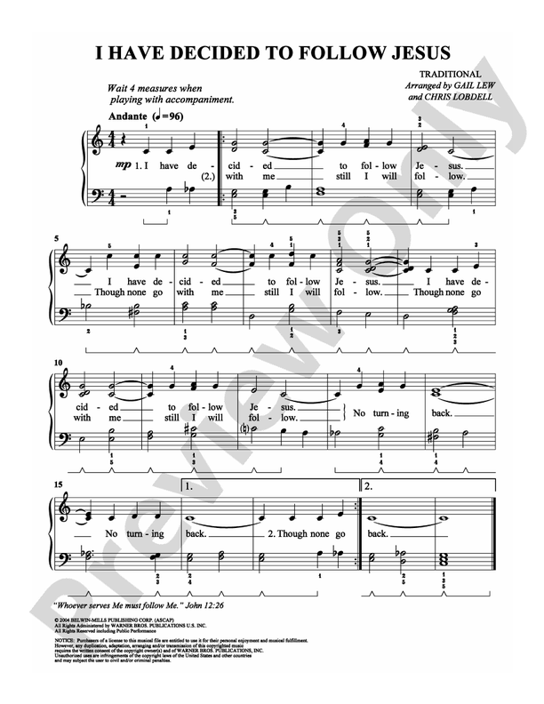 I Have Decided To Follow Jesus: Easy Piano: Traditional - Digital Sheet ...