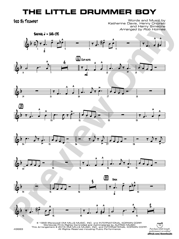 The Little Drummer Boy: 3rd B-flat Trumpet: 3rd B-flat Trumpet Part ...