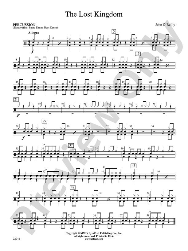 The Lost Kingdom: 1st Percussion: 1st Percussion Part - Digital Sheet Music Download