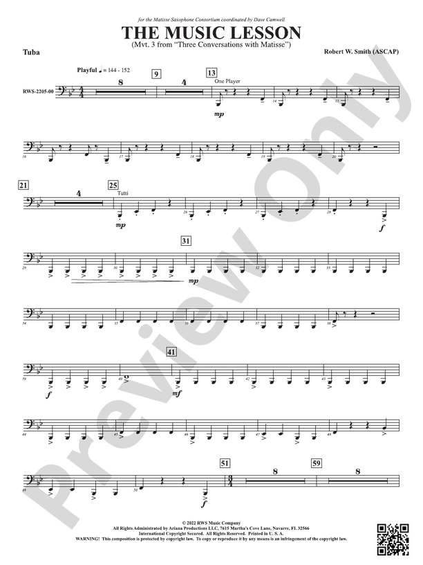 The Music Lesson - Mvt. 3 from Three Conversations with Matisse: Tuba ...