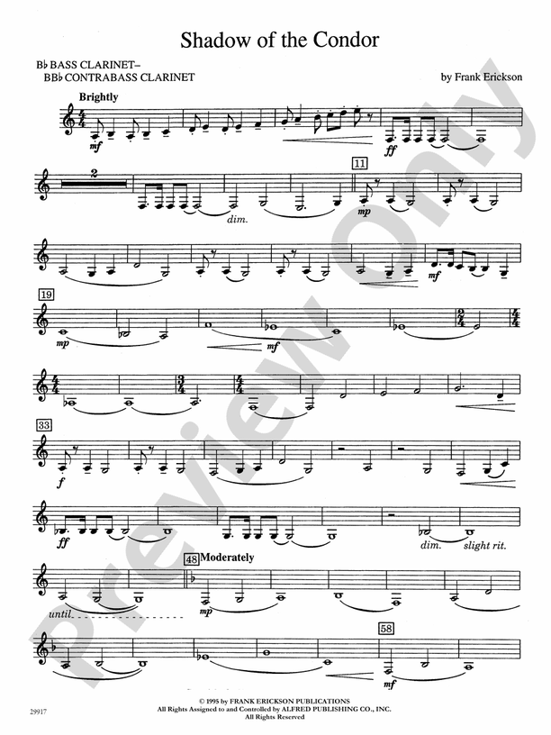 Shadow of the Condor: B-flat Bass Clarinet: B-flat Bass Clarinet Part ...