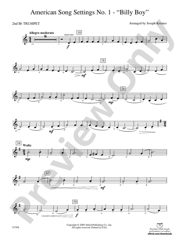 American Song Settings, No. 1: 2nd B-flat Trumpet: 2nd B-flat Trumpet Part - Digital Sheet Music ...