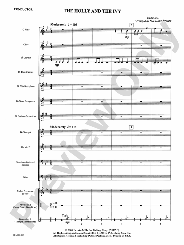 The Holly and the Ivy: Concert Band Conductor Score & Parts - Digital ...