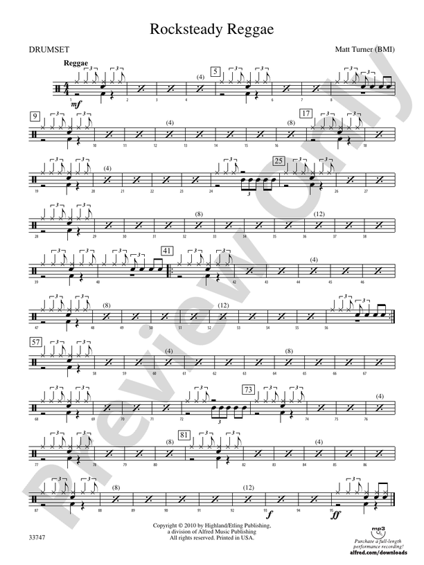 Rocksteady Reggae: Drums: Drums Part - Digital Sheet Music Download
