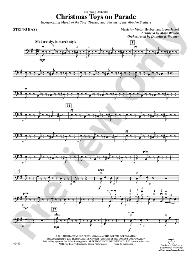Christmas Toys on Parade: String Bass: String Bass Part - Digital Sheet ...