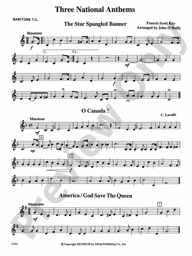 Three National Anthems (Star Spangled Banner, O Canada!, America/God ...