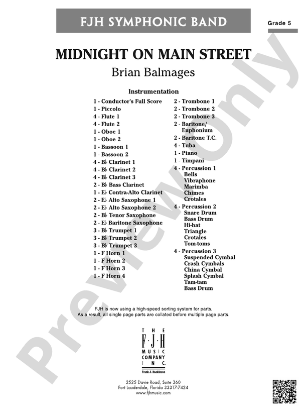 Midnight on Main Street: Score: Concert Band Score: Brian Balmages ...