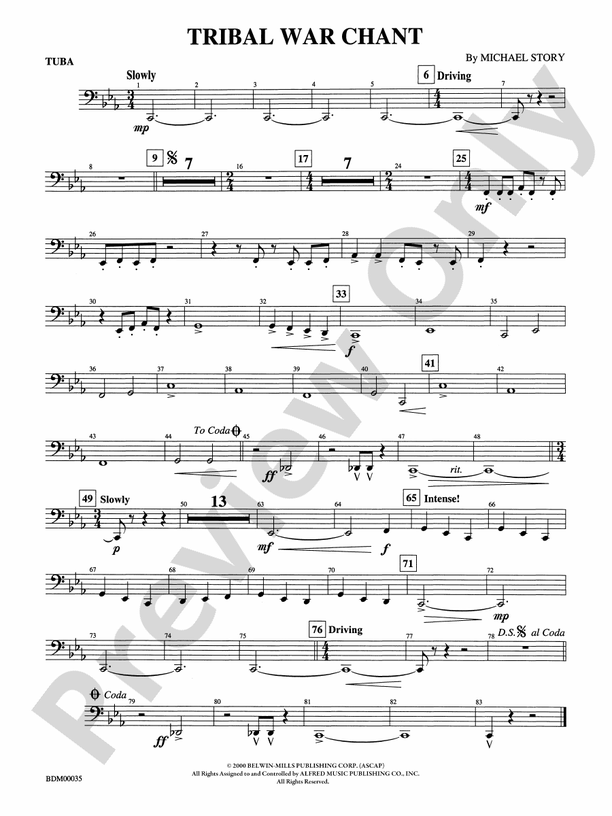 Tribal War Chant: Tuba: Tuba Part - Digital Sheet Music Download