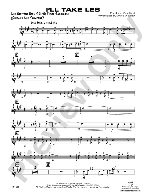 I'll Take Les: 2nd Baritone T.C.: 2nd Baritone T.C. Part - Digital Sheet Music Download