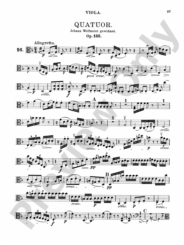 Beethoven: String Quartets, Volume III: String Quartet, Op. 135 (Viola) Part - Digital Sheet ...