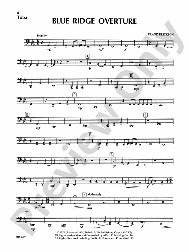 Blue Ridge Overture: Tuba: Tuba Part - Digital Sheet Music Download