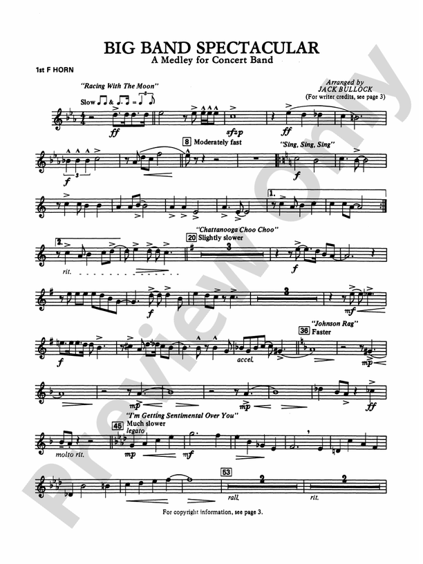 Big Band Spectacular: 1st F Horn: 1st F Horn Part - Digital Sheet Music ...