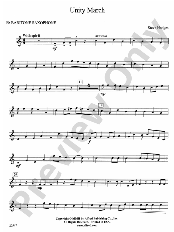 Unity March: E-flat Baritone Saxophone: E-flat Baritone Saxophone Part ...