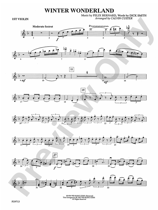 Winter Wonderland: 1st Violin: 1st Violin Part - Digital Sheet Music ...