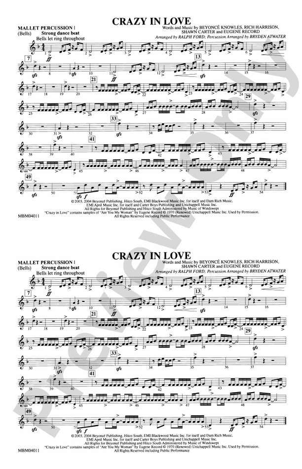 Crazy in Love: Mallets: Mallets Part - Digital Sheet Music Download